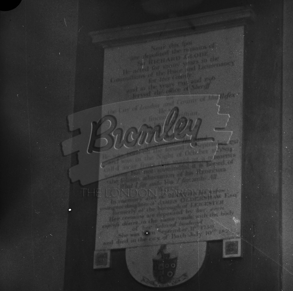 PHLS_0478 Memorial Plague to Sir Richard Clode, Orpington undated ...