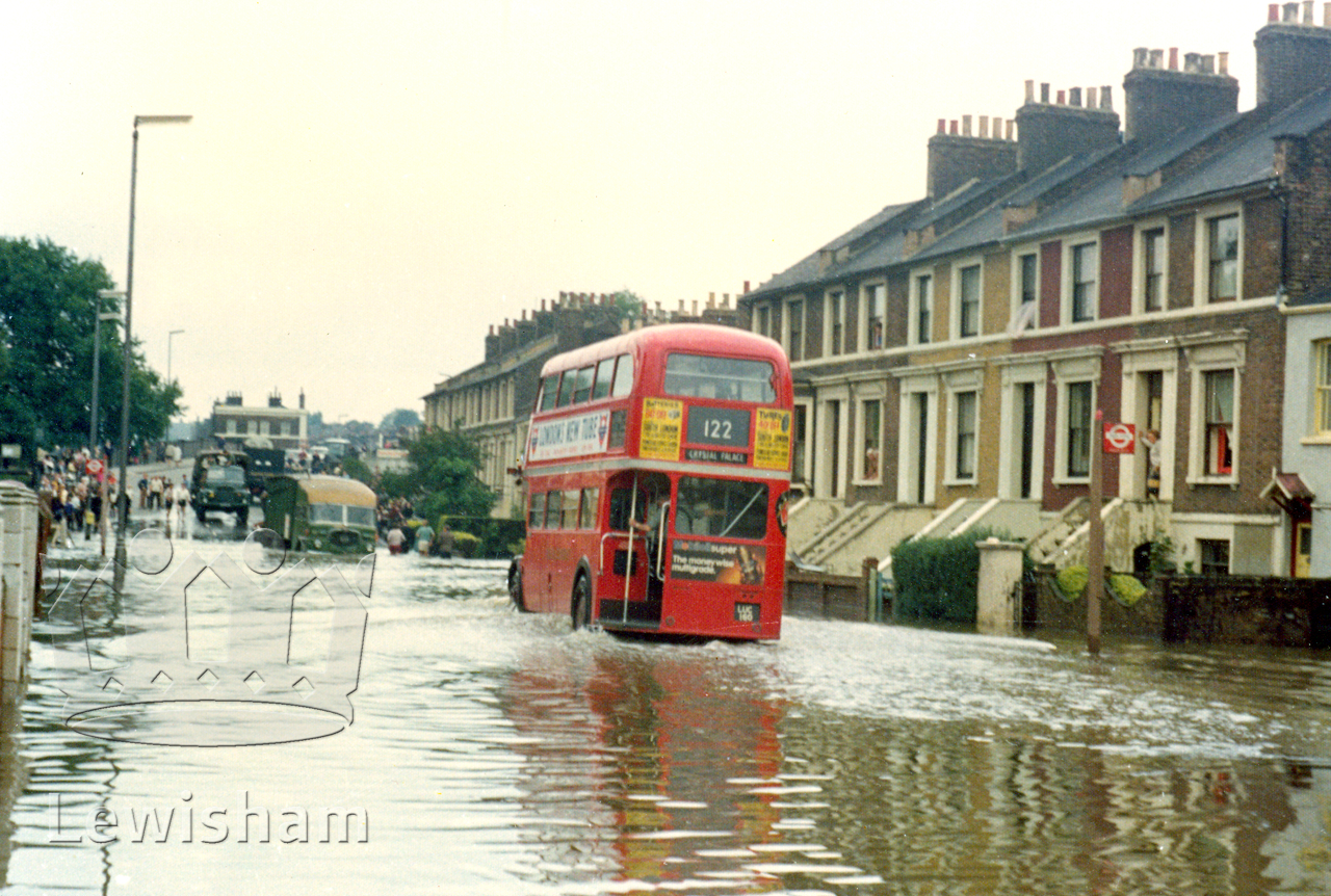 River Ravensbourne In Flood Ladywell Road Looking Towards Ladywell ...