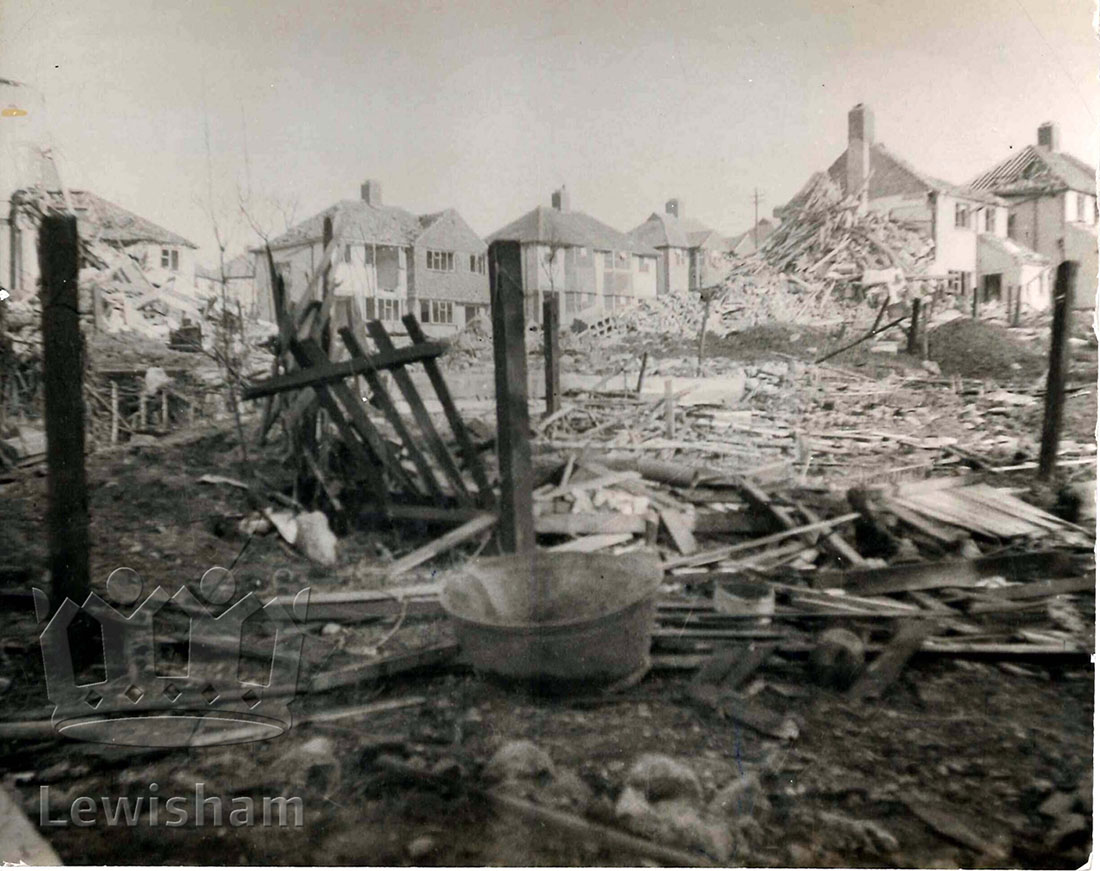 Bomb damage to Oldstead Road and Beachborough Road, Downham - Lewisham ...