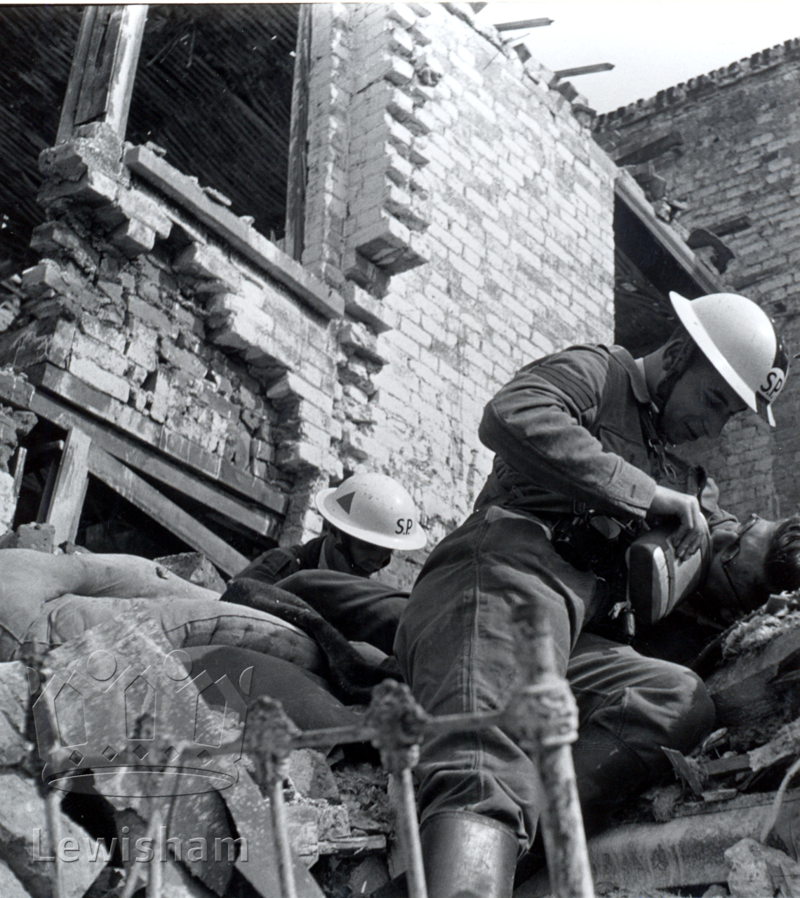 Civil Defence personnel on exercise in Lewisham during World War Two ...